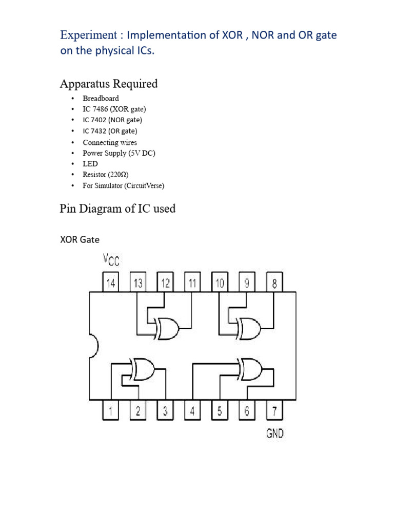 Implementing XOR, NOR, OR Gates in ICs | PDF