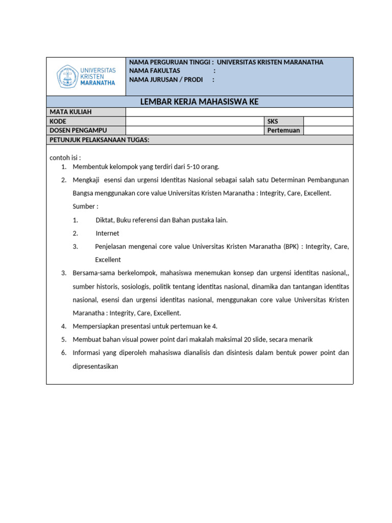 Template Lembar Kerja Mahasiswa (LKM) | PDF