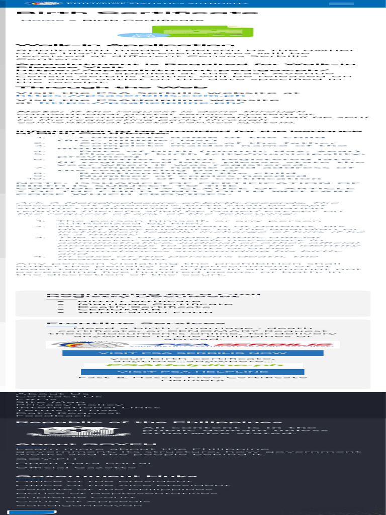Birth Certificate Philippine Statistics Authority Republic of The ...