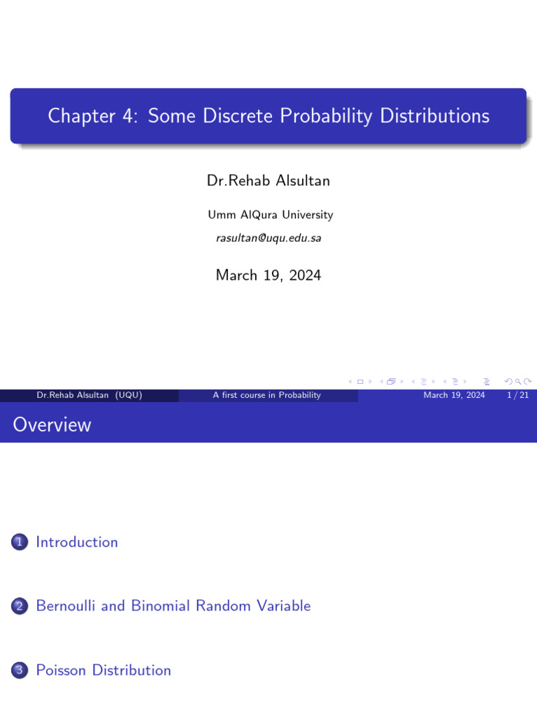 Some Discrete Probability Distributions | PDF | Probability ...