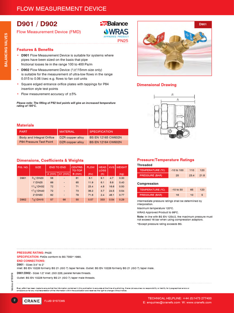 D901 902 FMD BalancingValves CRANEFS DS 160418 | PDF | Flow Measurement ...