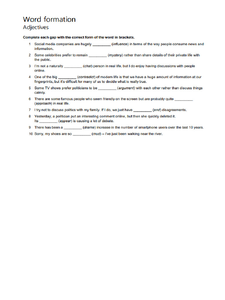 Test U3 Word Formation | PDF