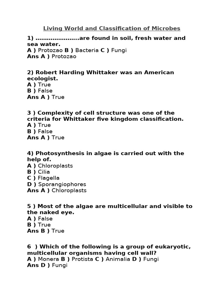 Microbes Classification and Facts | PDF | Food Preservation | Protozoa