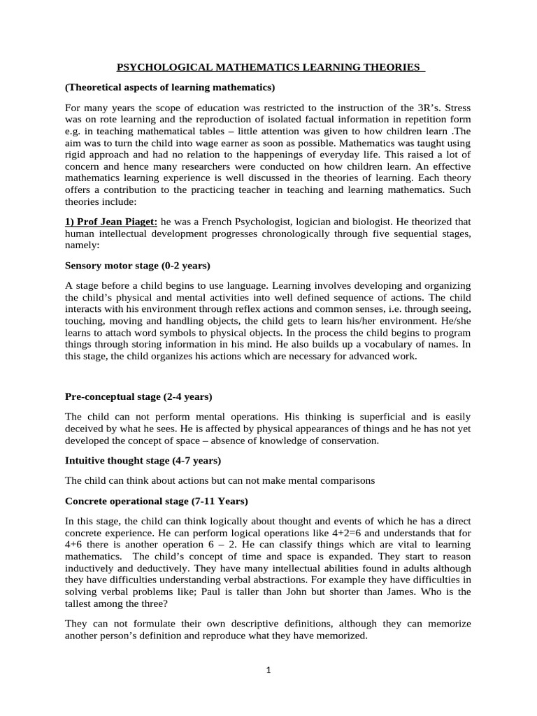 Math Learning Theories for Teachers | PDF | Reinforcement | Learning