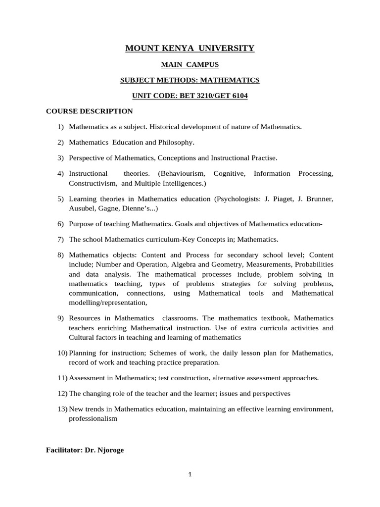 Lesson 1-Introduction To Maths Education - 2 | PDF | Mathematics | Teachers