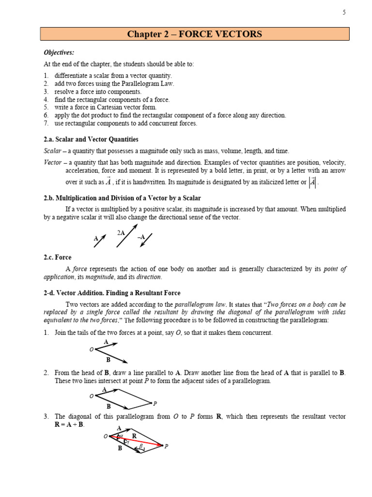 MECHANICS101Chapter 2 Force Vectors | PDF | Euclidean Vector | Force MECHANICS101Chapter 2 Force Vectors | PDF | Euclidean Vector | Force