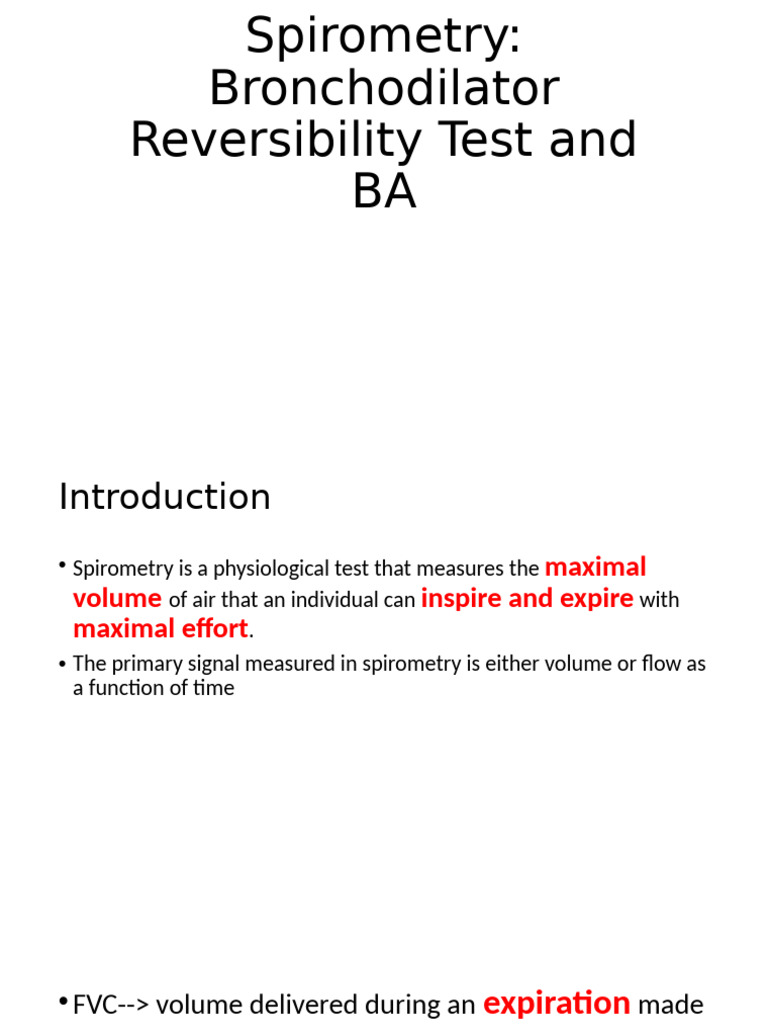 Spirometry Reversibility Test and BA | PDF