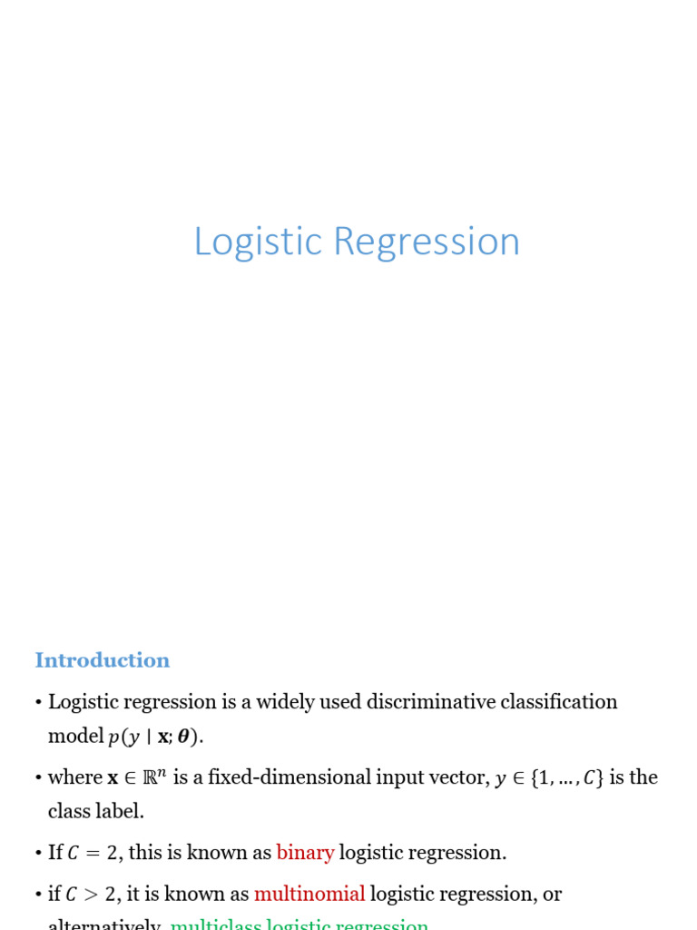 Logistic Regression | PDF | Statistical Classification | Logistic Regression