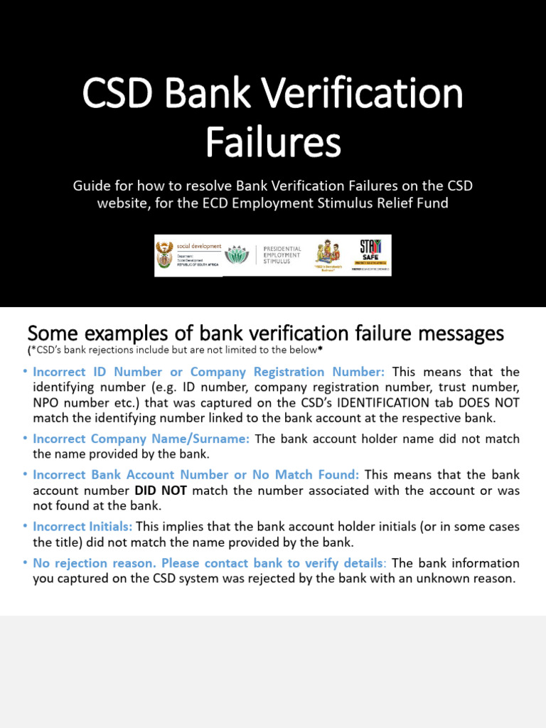 Bank Verification Failure Slides For ECD-ESRF | PDF | Computing