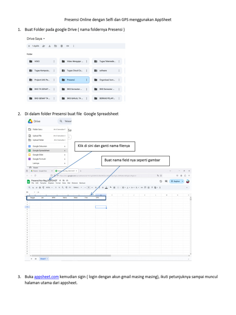 Presensi Online Selfi Dan GPS Menggunakan AppSheet | PDF