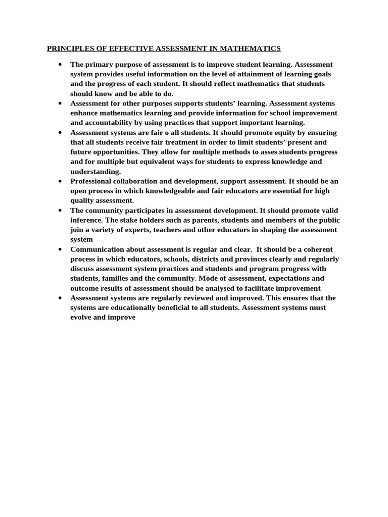 Principles of Effective Assessment | PDF