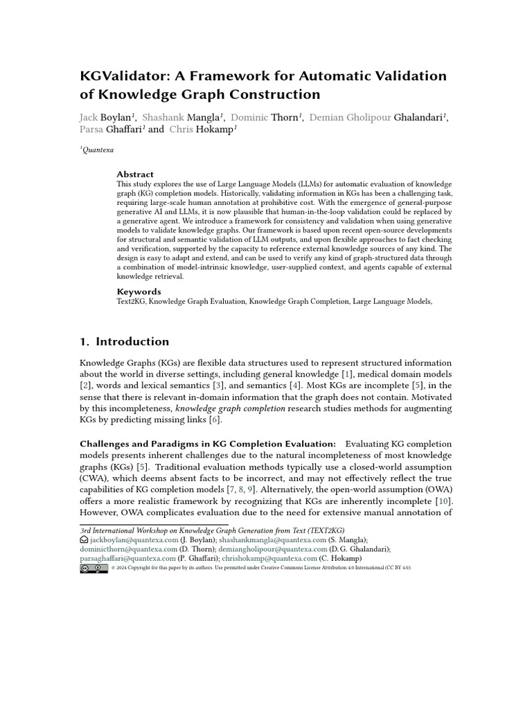 Kgvalidator: A Framework For Automatic Validation of Knowledge Graph Construction | PDF ...