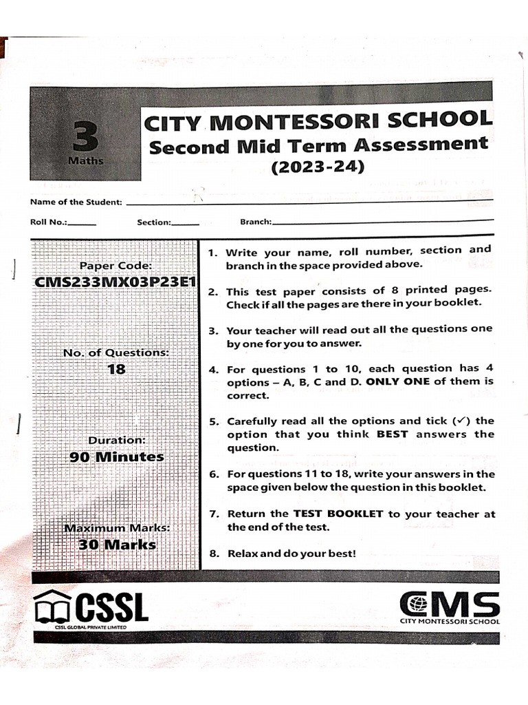 Math Mid Term 2 (2023-24) | PDF
