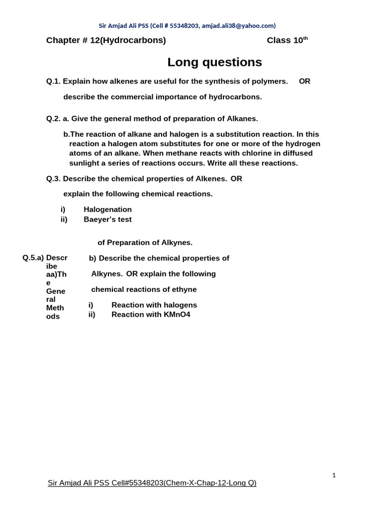 Long Questions | PDF