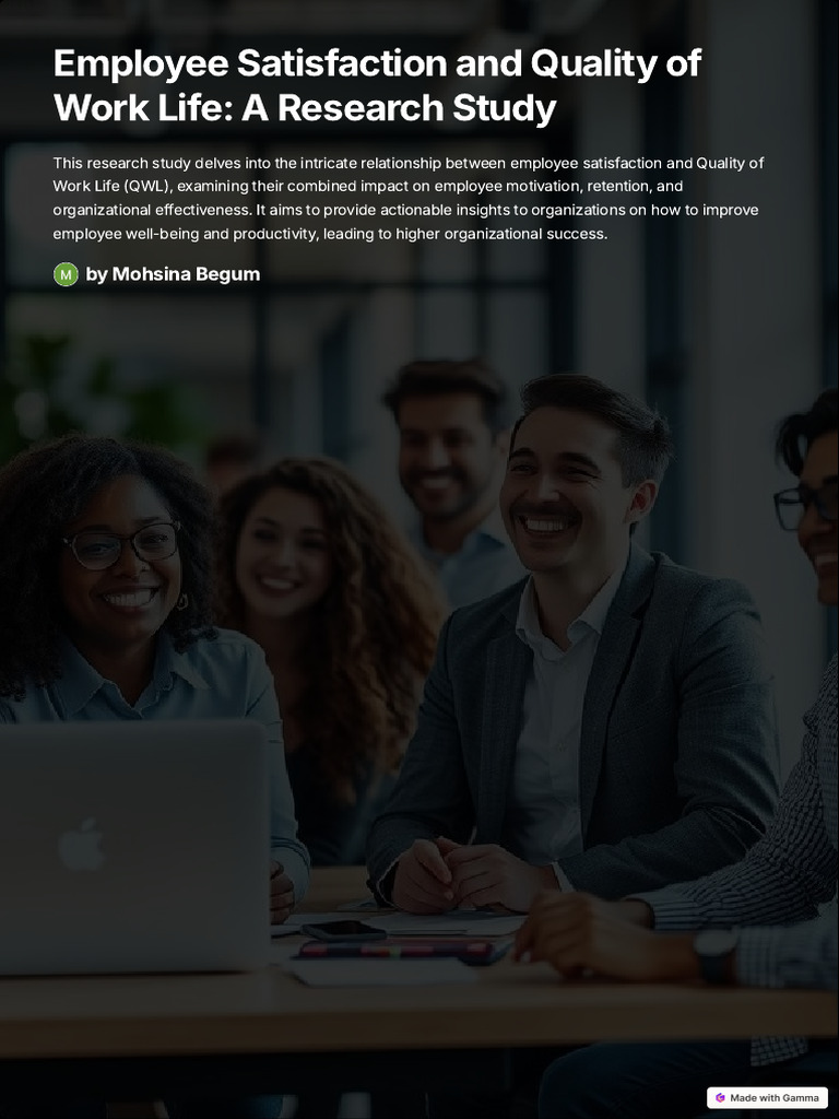 Employee Satisfaction & Work Life Quality Study | PDF | Employee ...