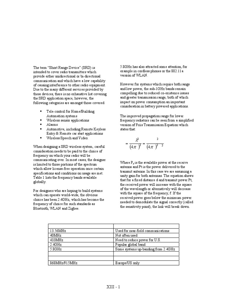 Short Range Wireless Devices - Building A Global License-Free System at ...