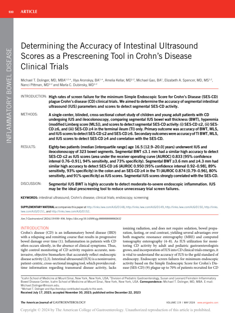Determining The Accuracy of Intestinal Ultrasound.26 | PDF | Crohn's ...