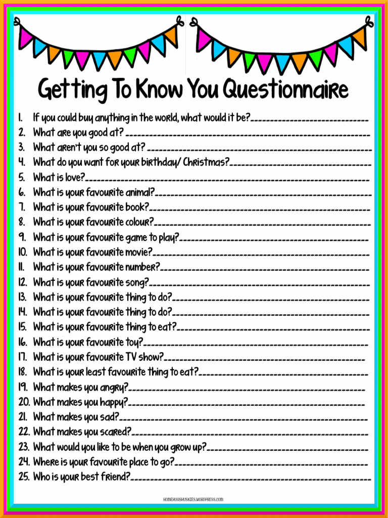 Getting to Know You Questionnaire | PDF