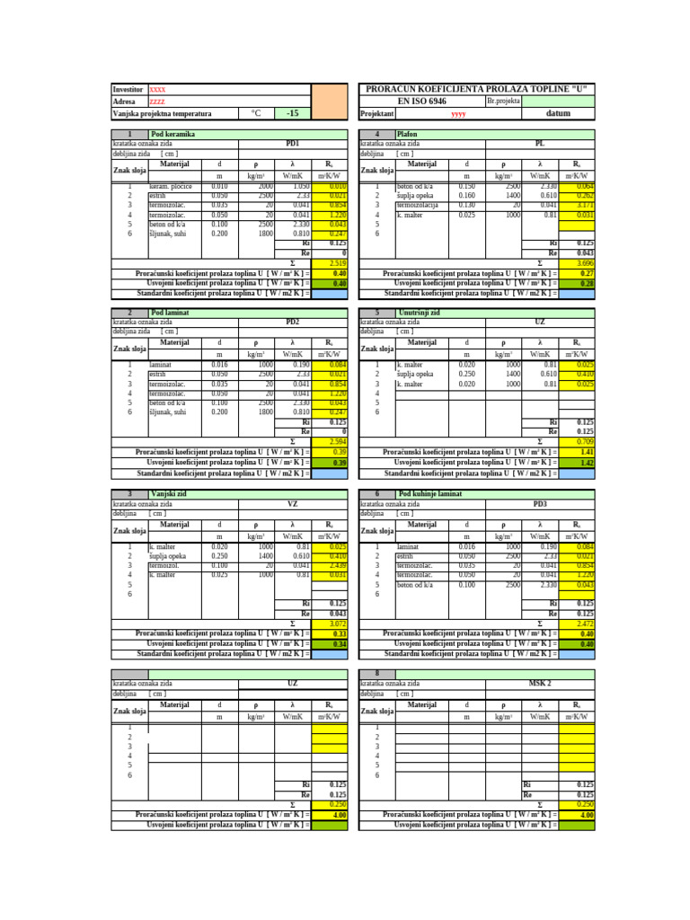 7 - Tablica A Proracun Koeficijenta Prolaza Topline | PDF