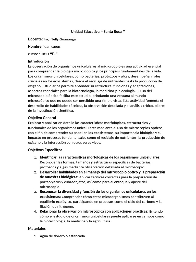Unidad Educativa | PDF | Lente de la cámara | Microscopio