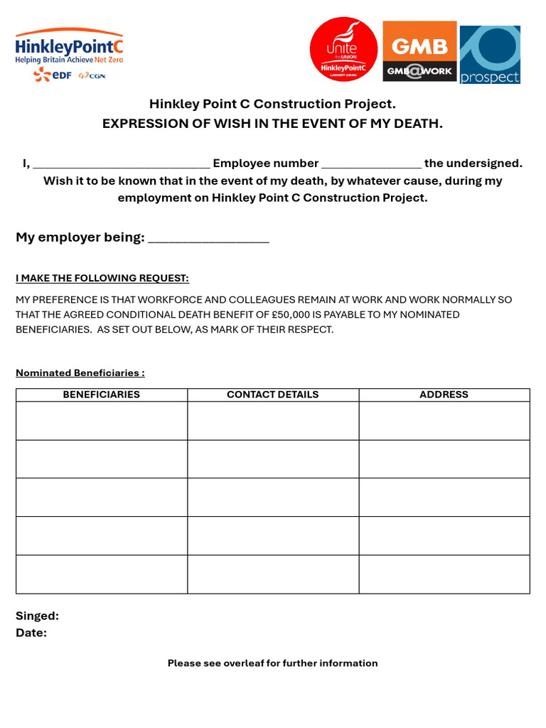 Expresion of Wish Form Eow Shandy | PDF | Employment | Labor