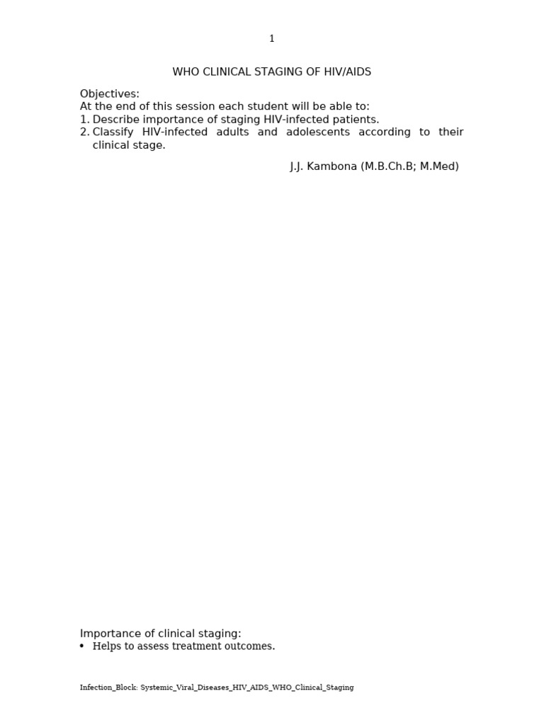 Staging | PDF | Hiv/Aids | Pneumonia