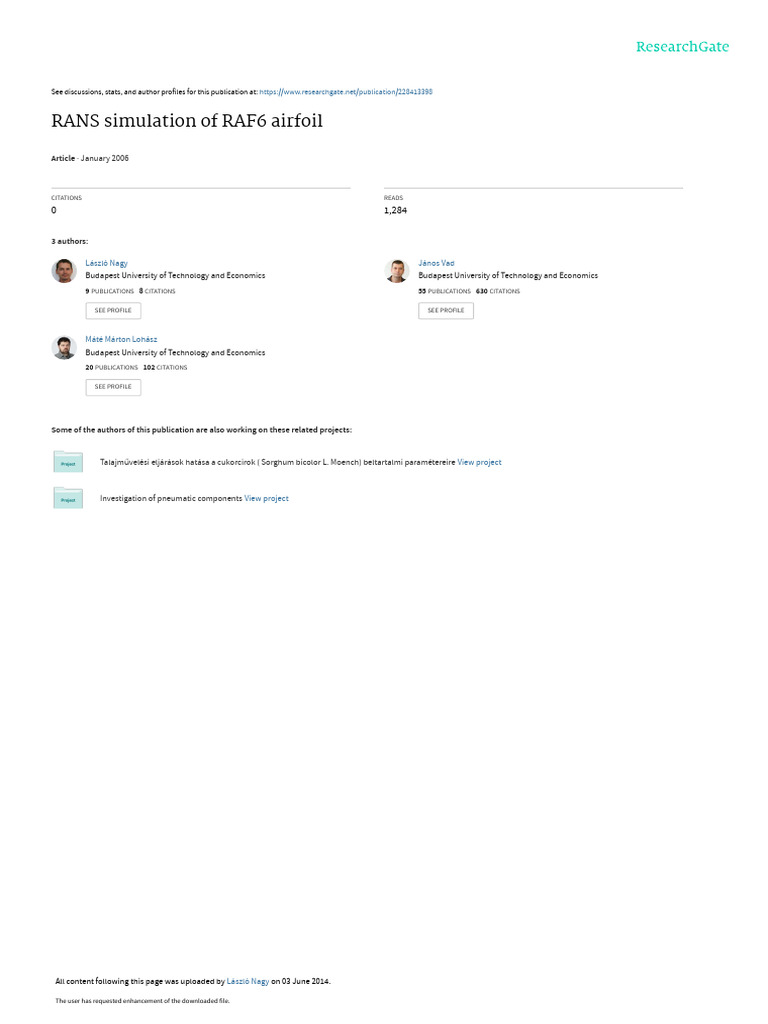 Rans Simulation of Raf6 Airfoil | PDF | Turbulence | Computational Fluid Dynamics