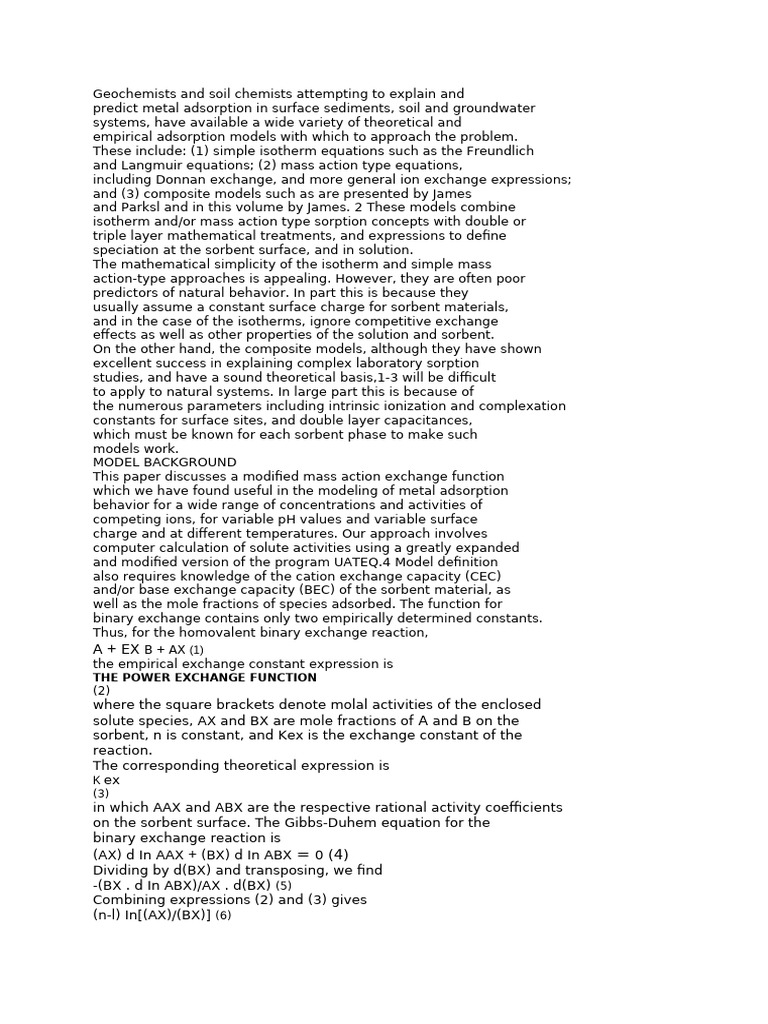 Geochemists and Soil Chemists Attempting To Explain An1 | PDF | Adsorption | Chemistry