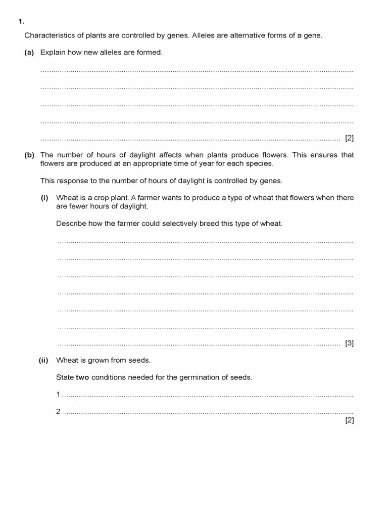 IGCSE BIO - Inheritance Paper 4 Compilation (2024 - 2018) | PDF