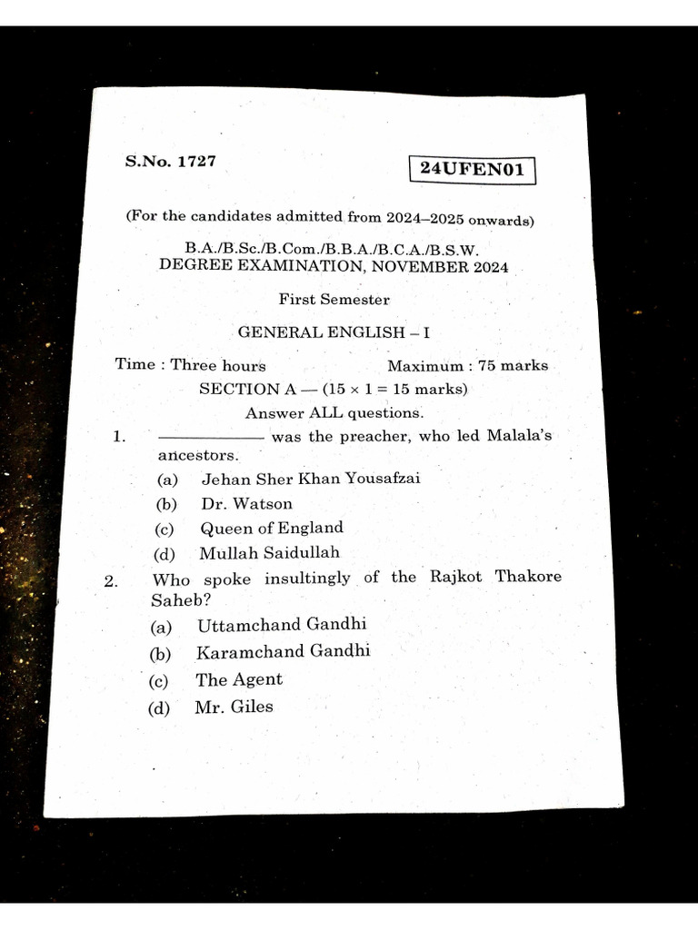 First Sem Exam | PDF