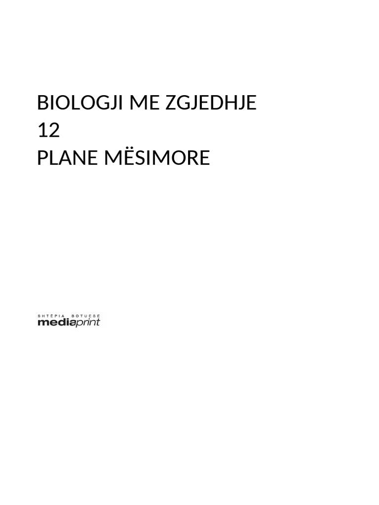 Biologji 12 Plane Mesimore | PDF
