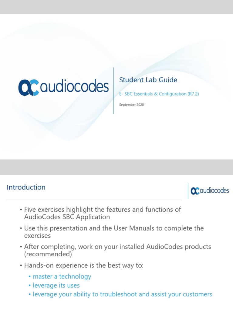SBC I Student Lab Guide R7.2 - Remote Online Lab - v2.3 | PDF | Session Initiation Protocol ...