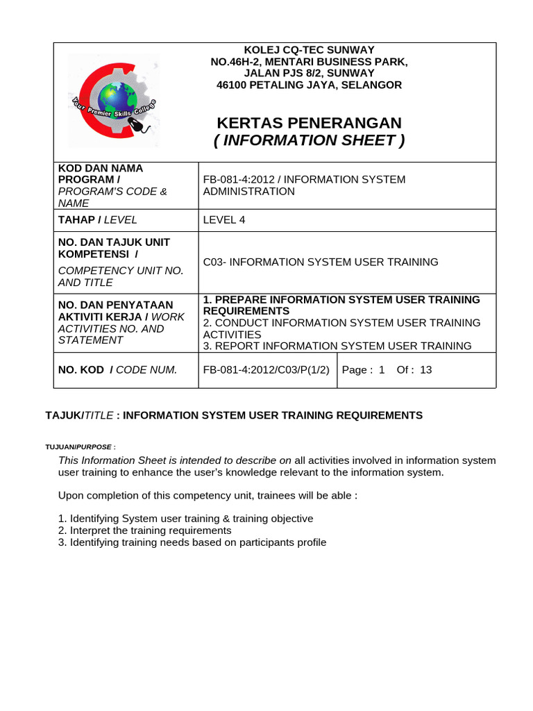 Information System User Training Guide | PDF | Apprenticeship | Learning