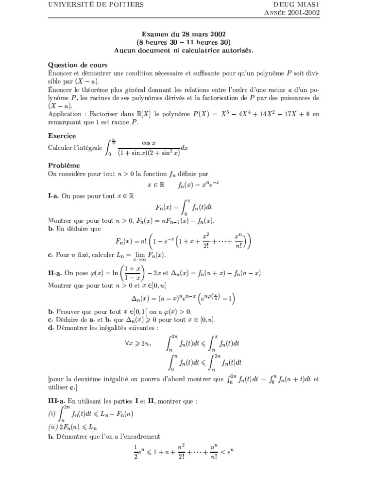 Partiel Mars 2002 | PDF