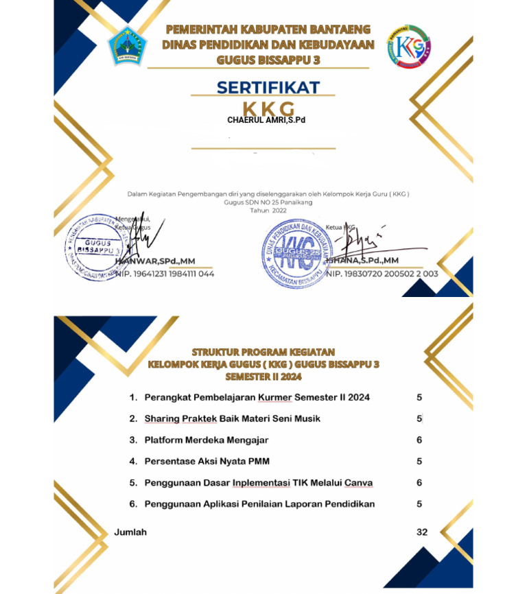 Sertifikat KKG Semester 2 2024 - Nama | PDF