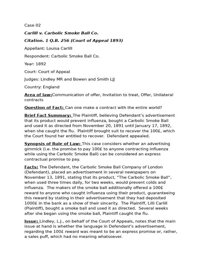 Contract Case 02 | PDF | Private Law | Common Law