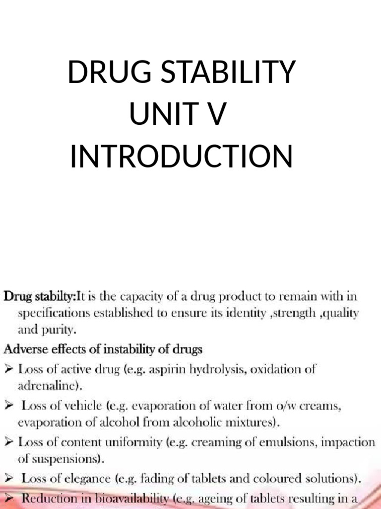 Drug Stability UNIT 5 | PDF