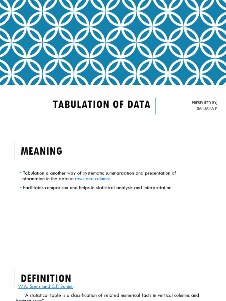 Tabulation of Data | PDF