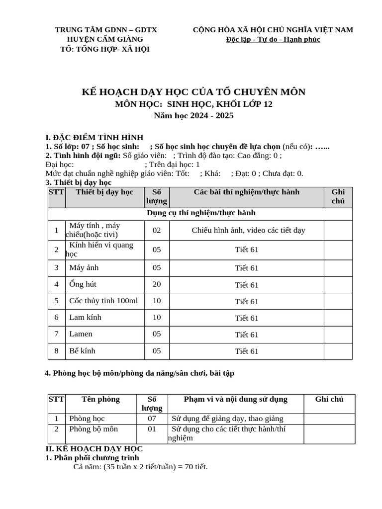 PPCT Sh12.Pl1 - KHDH Nhóm Sinh - Docx 12 | PDF