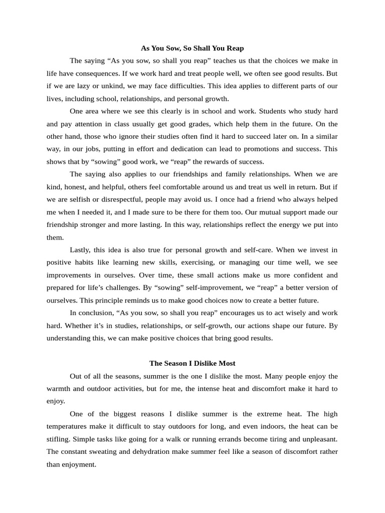 4th Essay | PDF | Personal Development