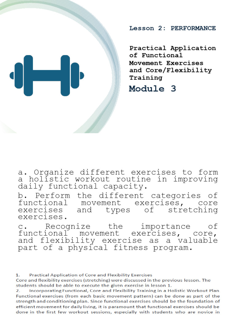 PATHFIT 2 Module 3 - Lesson 2 - Practical Application - Performance | PDF