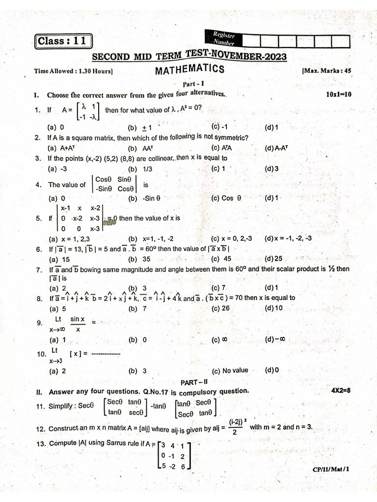 11th Maths EM 2nd Mid Term Exam 2023 Question Paper With Answer Keys ... 11th Maths EM 2nd Mid Term Exam 2023 Question Paper With Answer Keys ...