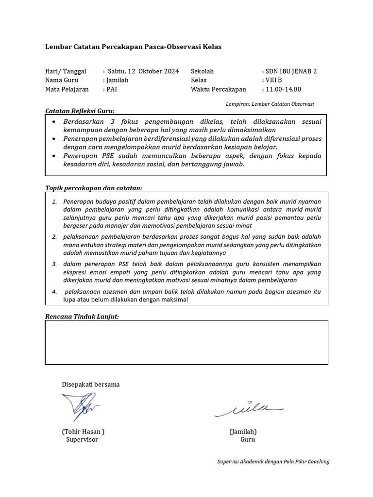 3 Lembar-Catatan-Percakapan-Pasca-Observasi-Kelas Jamilah | PDF