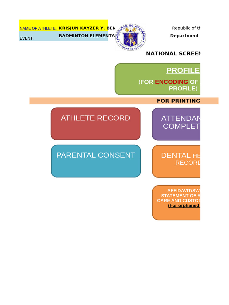 SAMPLE 2023 Athlete Record - Region 7 | PDF | Clinical Medicine | Diseases And Disorders
