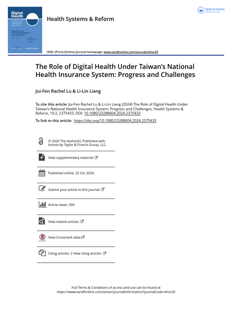 The Role of Digital Health Under Taiwan S National Health Insurance ...