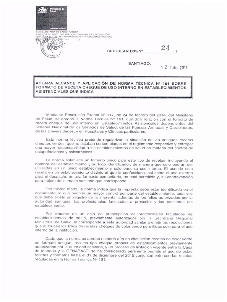 Circular 24 - 14 - Recetas Cheques Verdes | PDF