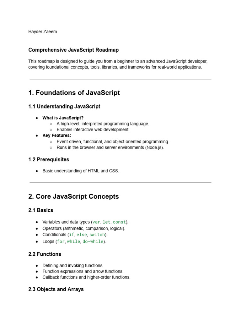 JavaScript Roadmap | PDF | Java Script | Software Engineering JavaScript Roadmap | PDF | Java Script | Software Engineering