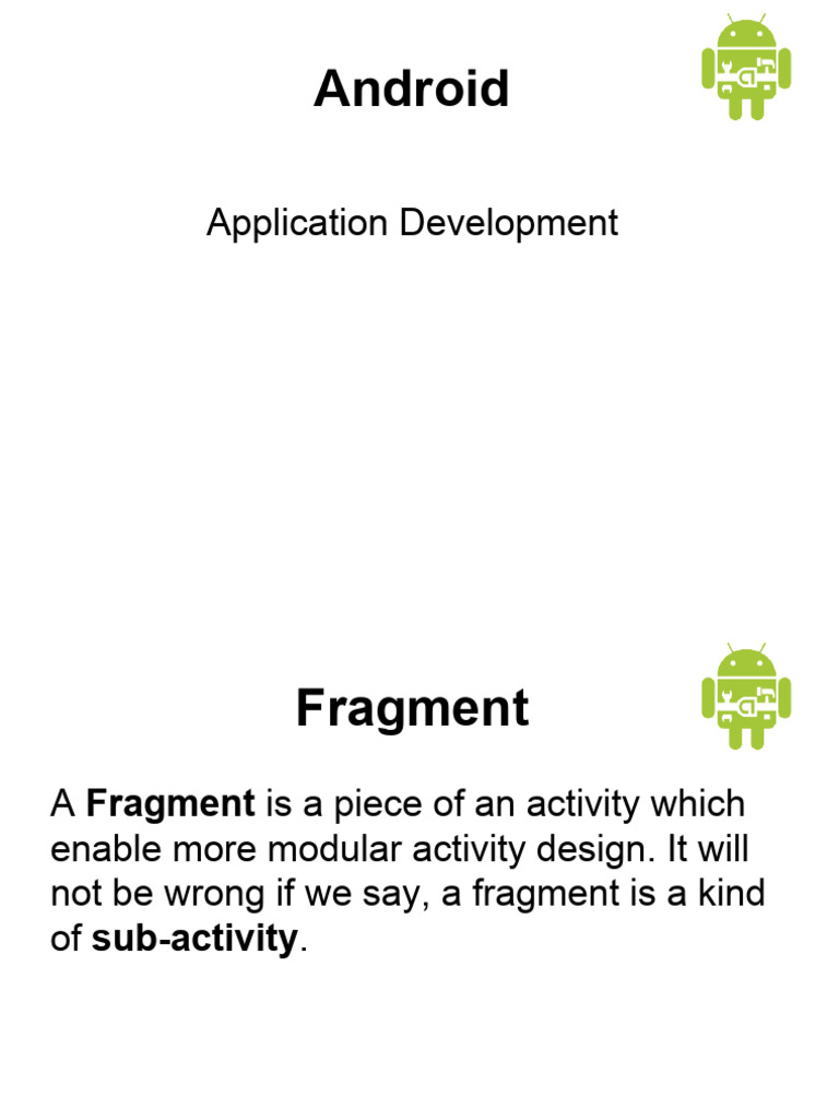 MAD-lec 11 Android Fragment | PDF | Android (Operating System) | User Interface