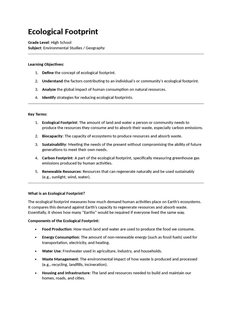Ecological Footprint | PDF | Carbon Footprint | Waste