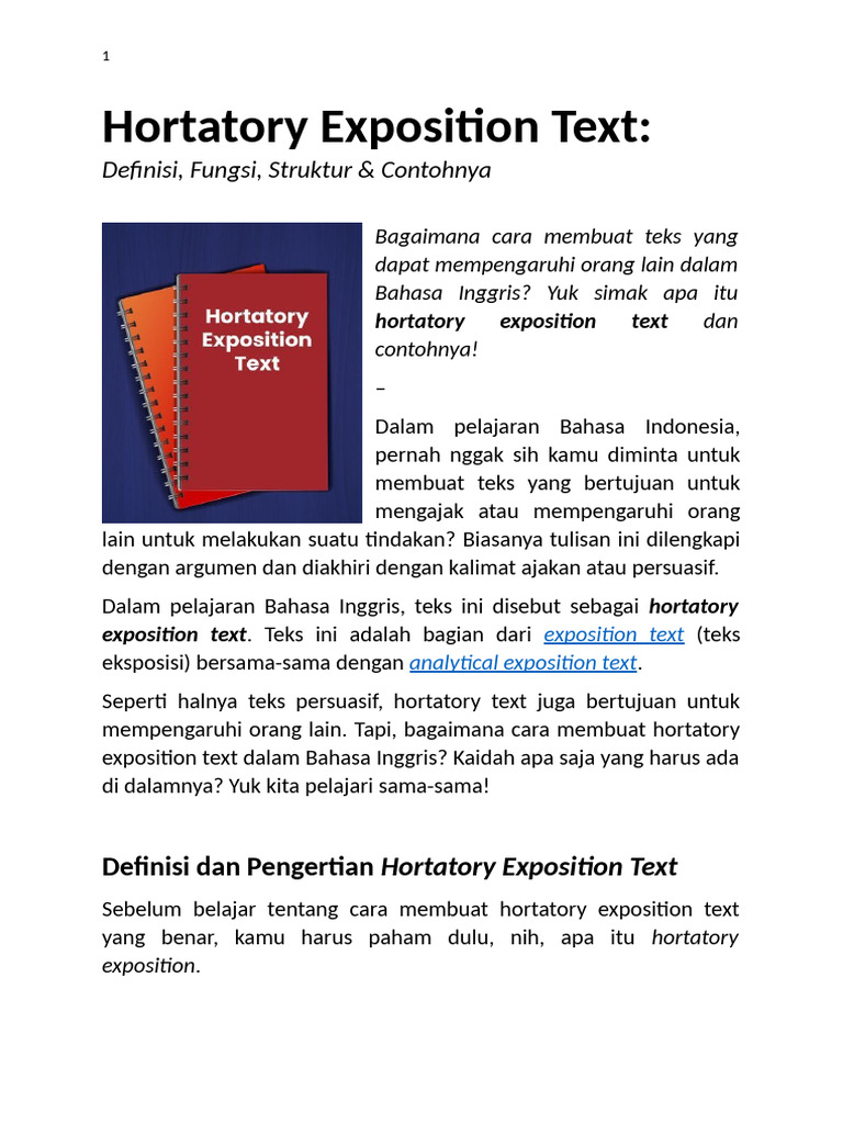 Hortatory Exposition Text | PDF